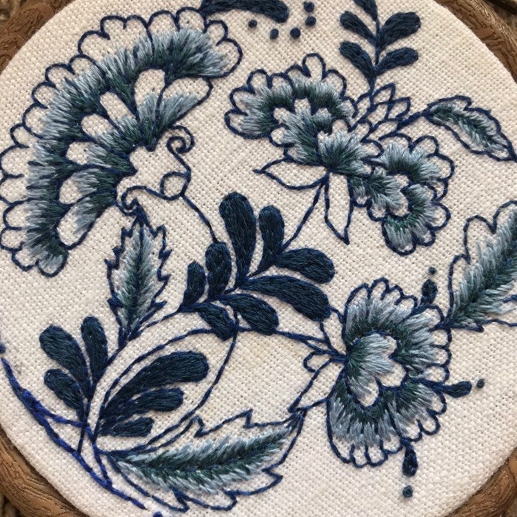 Delft Blue Pottery Inspired Hand Embroidery Hoop on Luulla