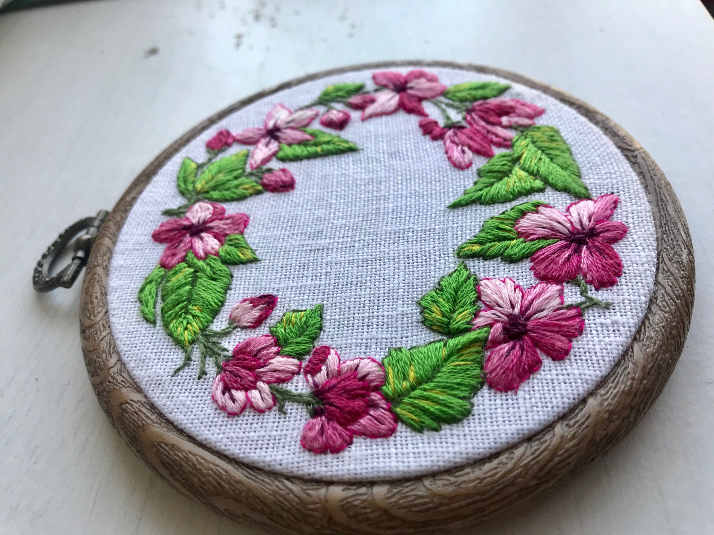 Spring Blossom Hand Embroidered Wreath/mother's Day Gift/ Wall Decor on ...